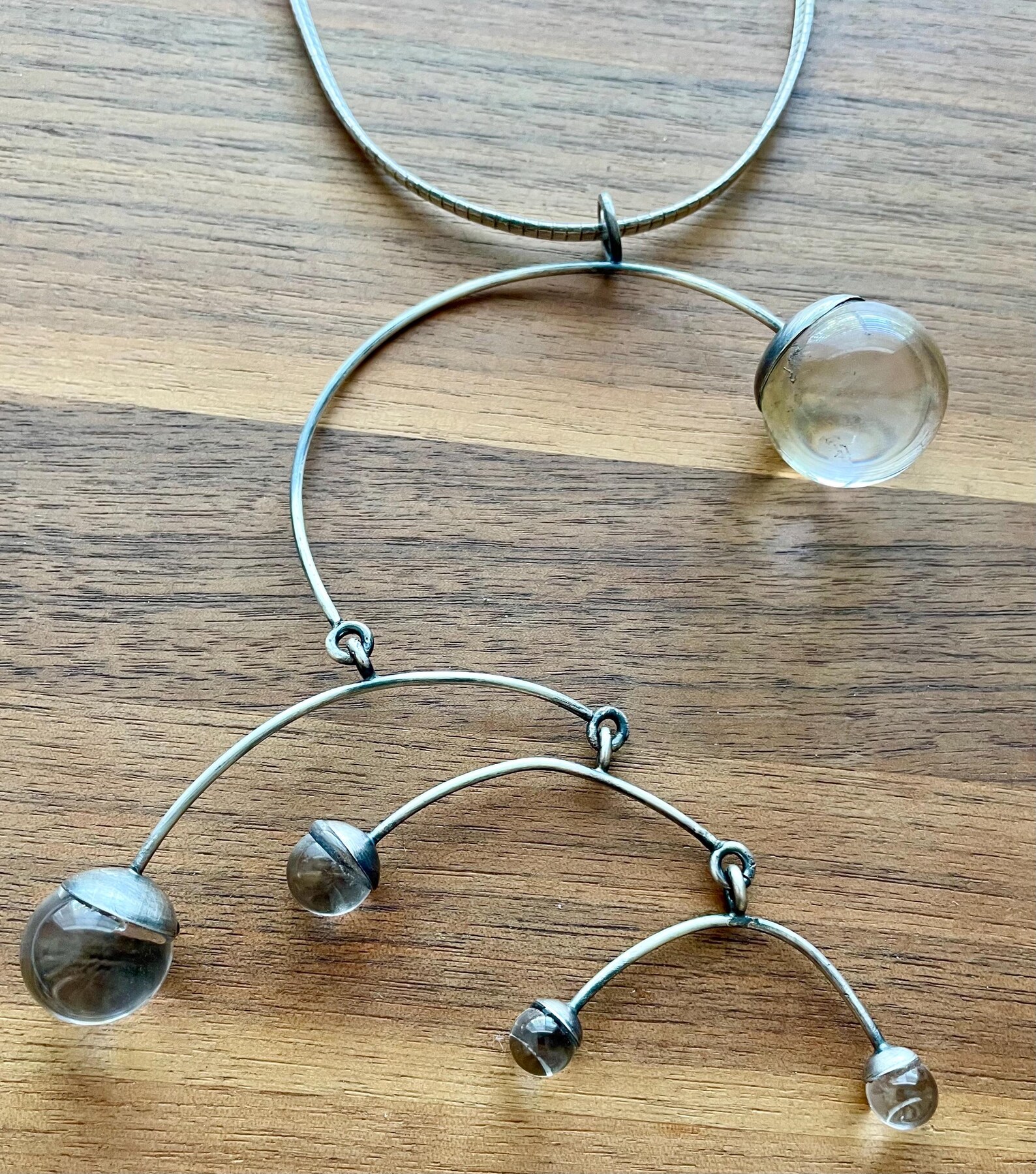 HUGE MOD Kinetic Mobile Rock Quartz Crystal Balls Sterling Silver ...