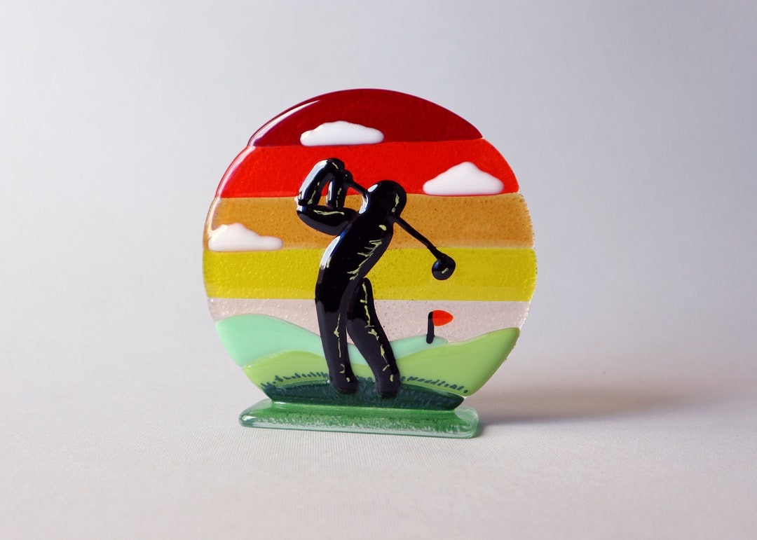 Fused Glass Golfer Figurine: Handmade Golf Lover Gift - Etsy