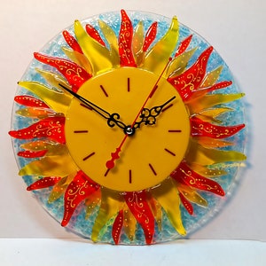 Fused Glass Wall Clock Sun. - Etsy
