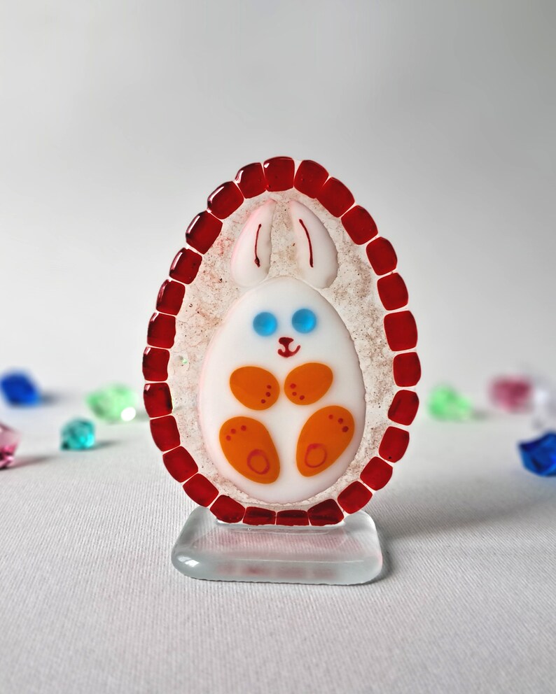 Fused Glass Easter Egg Decor: Handmade Colorful Bunny Gift - Etsy