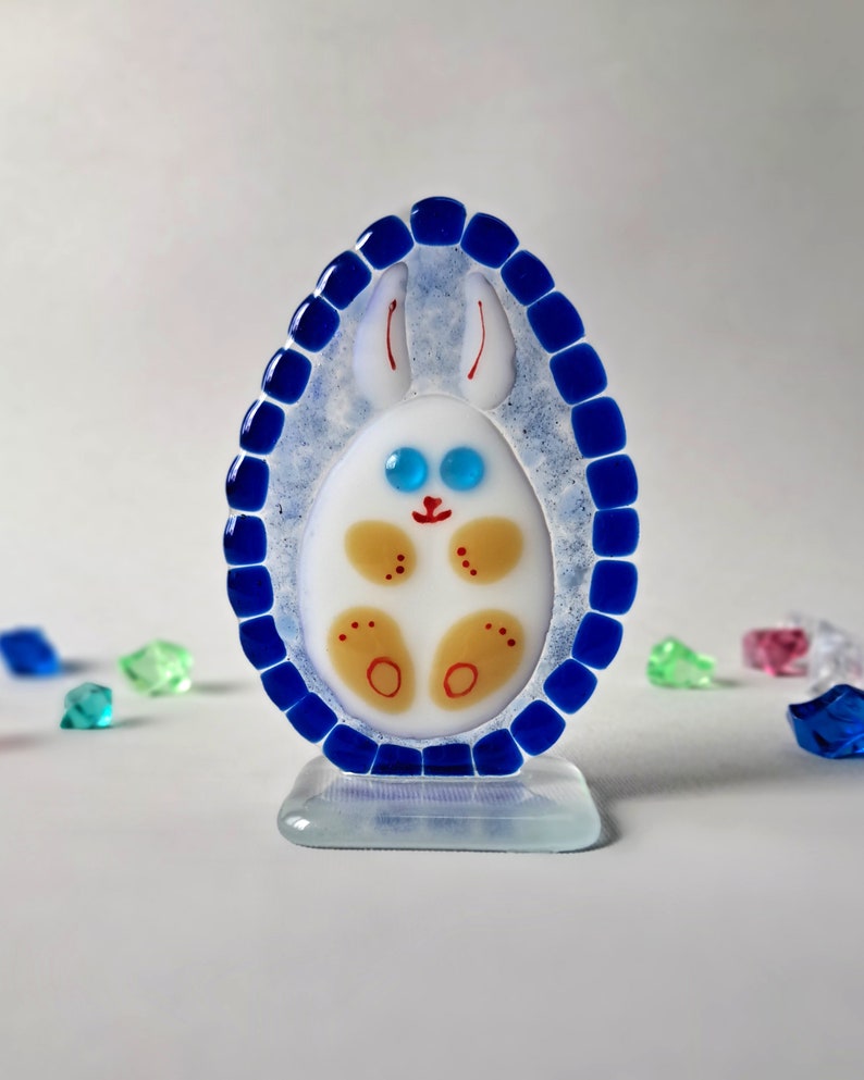 Fused Glass Easter Egg Decor: Handmade Colorful Bunny Gift - Etsy