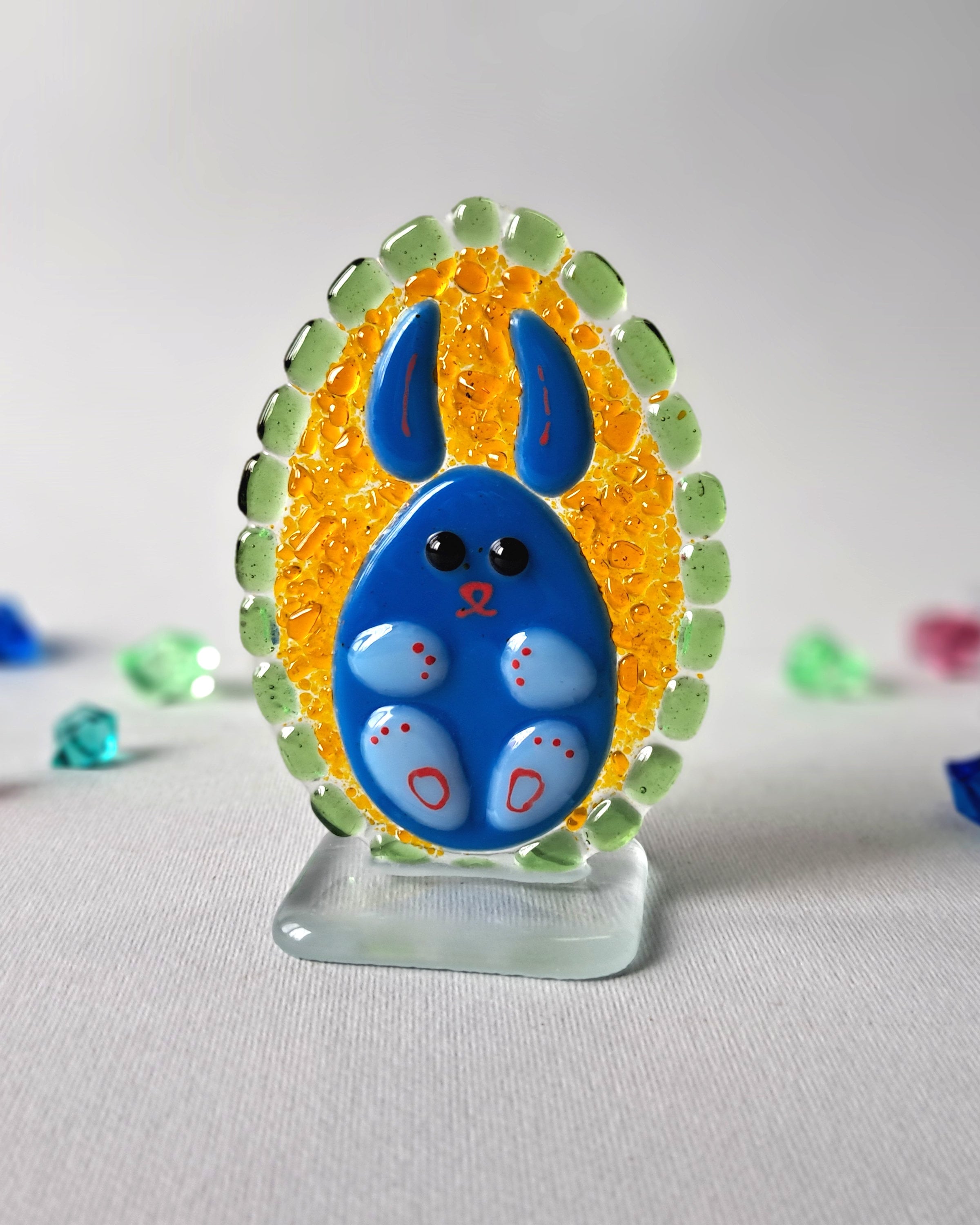 Fused Glass Easter Egg Decor: Handmade Colorful Bunny Gift - Etsy