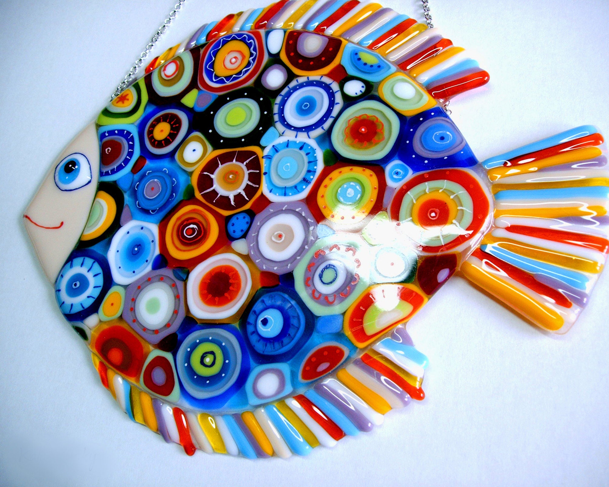 Abstract Fused Glass Art Panel Colorful Artwork Cosmic Fish - Etsy