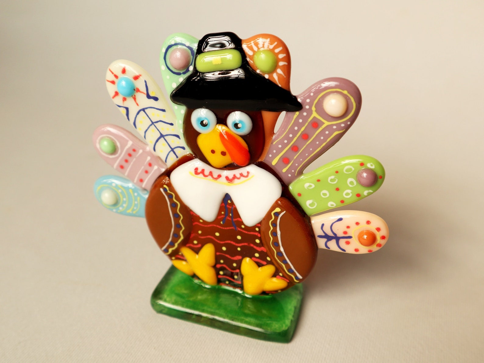 Funny Turkey Thanksgiving Table Decoration Fused Glass - Etsy