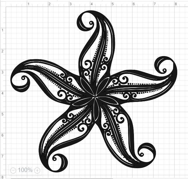 Fancy Starfish SVG PDF EPS Dxf & Studio 3 Cut Files | Etsy