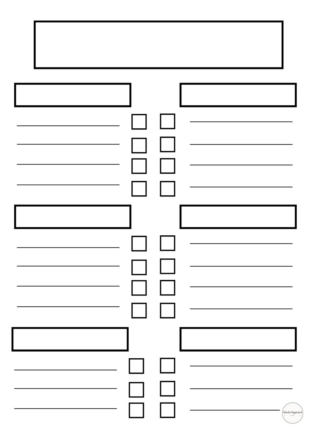 The Blank List - Kinda Organized Printable Lists - Etsy