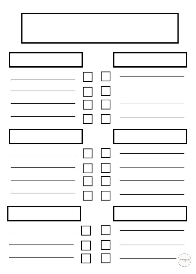 The Blank List - Kinda Organized Printable Lists - Etsy