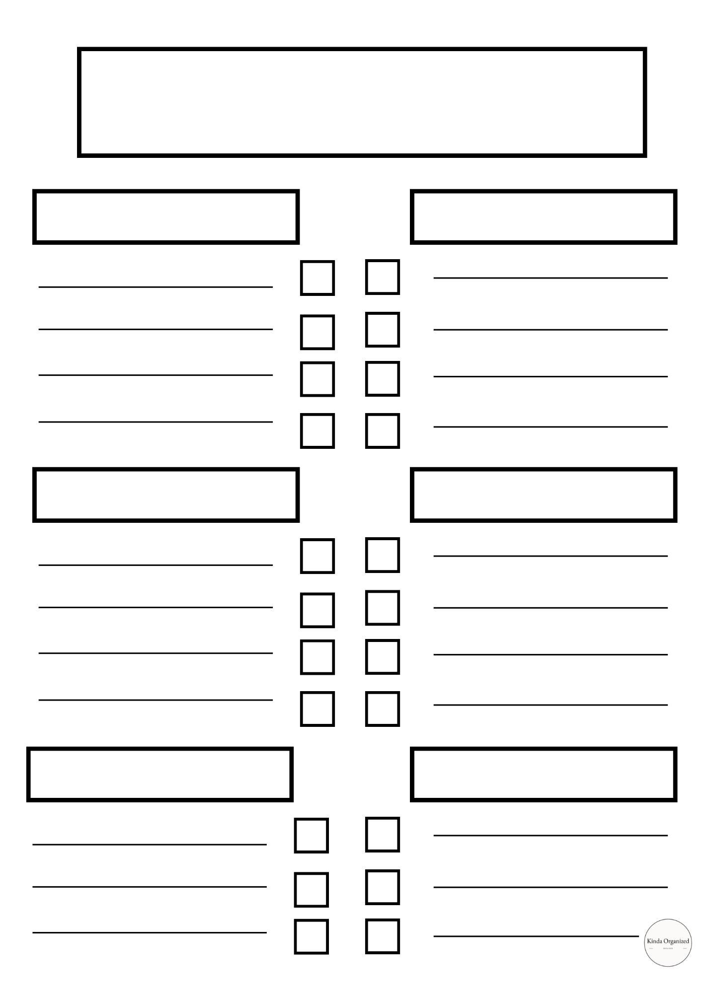The Blank List - Kinda Organized Printable Lists - Etsy