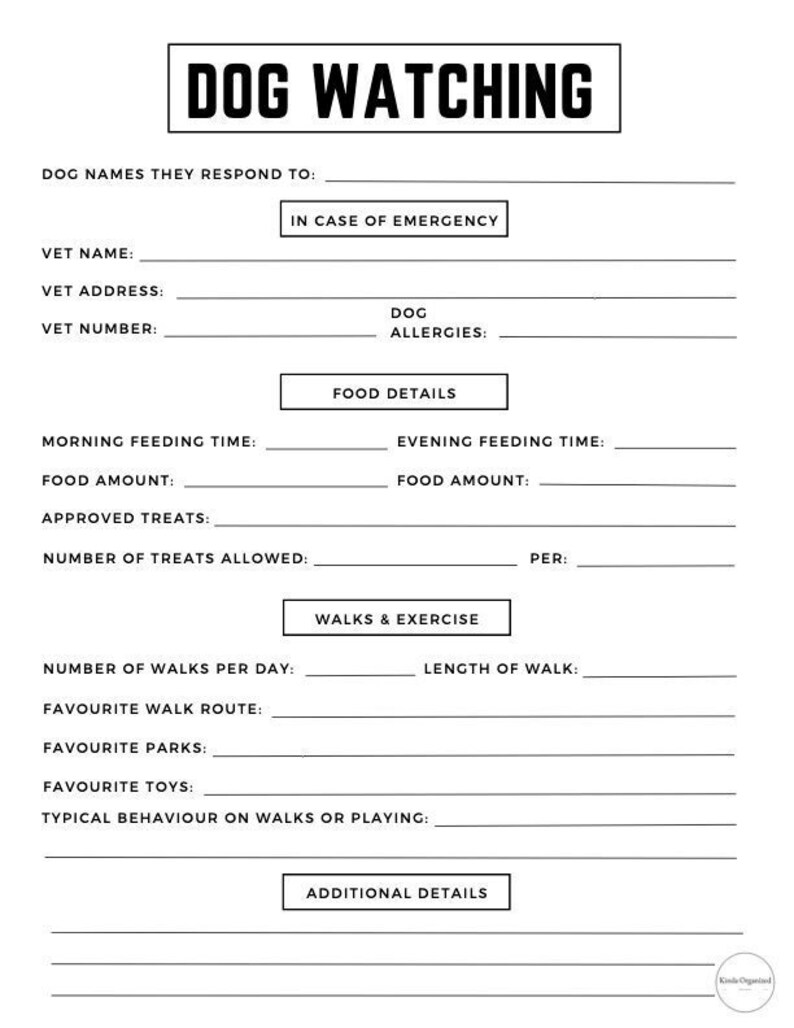 The Dog Watching List - Kinda Organized Printable Lists - Etsy