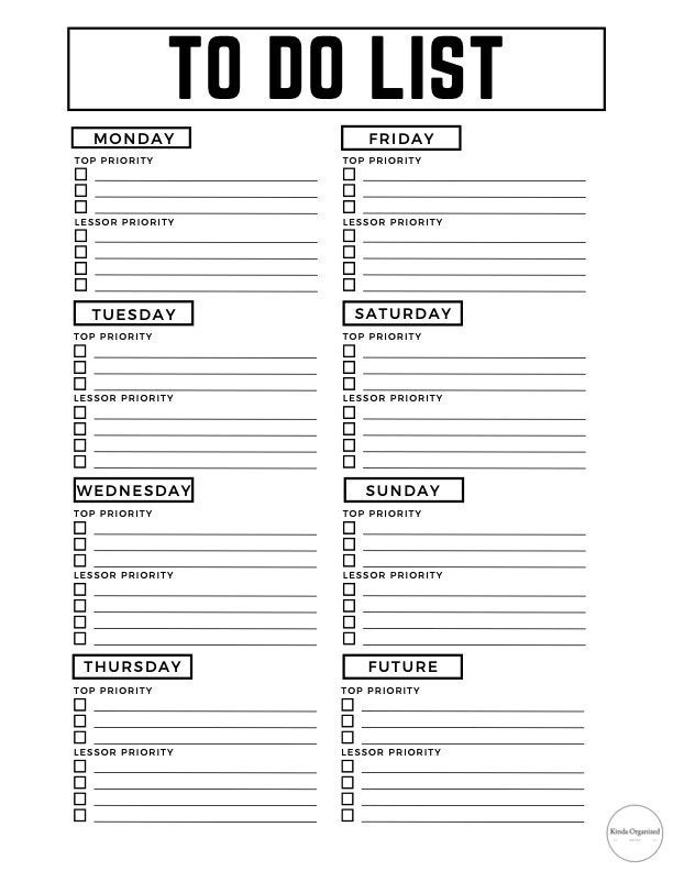 The to Do List (2) - Kinda Organized Printable Lists - Etsy