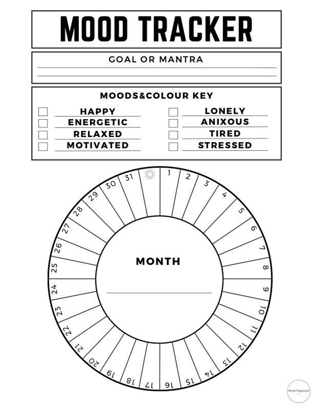 The Mood Tracker 2 Kinda Organized Printable Lists - Etsy