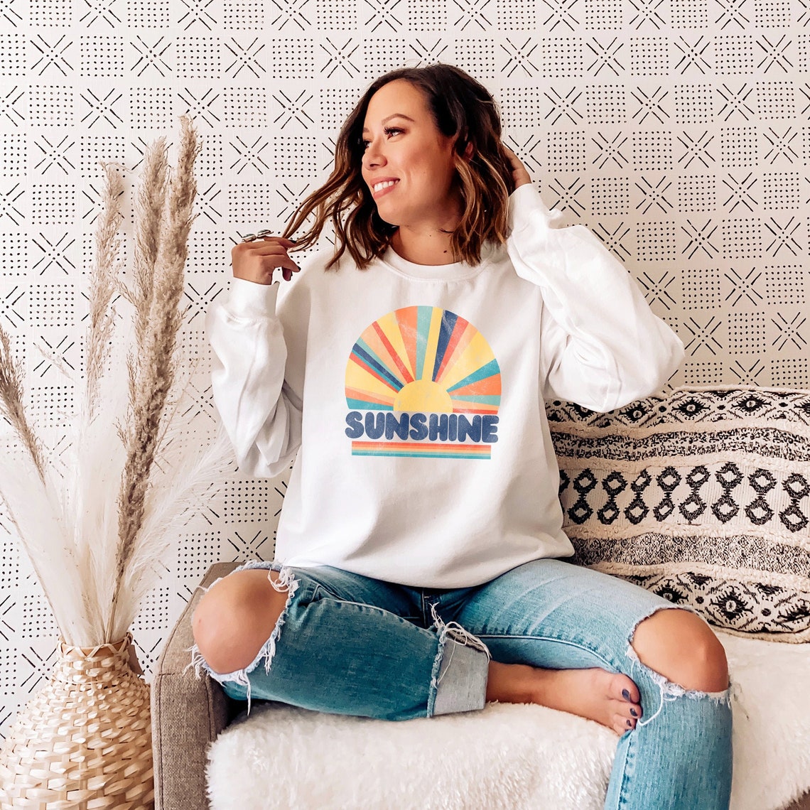 Sunshine Sweatshirt Vintage Retro Sun Nature Lover Hiking Etsy