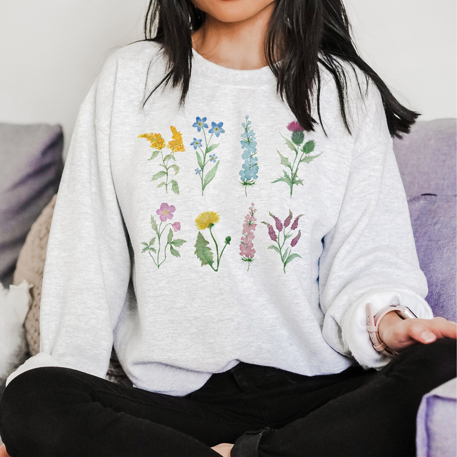 Wildflower Sweatshirt Floral Botanical Flower Shirt Dainty - Etsy