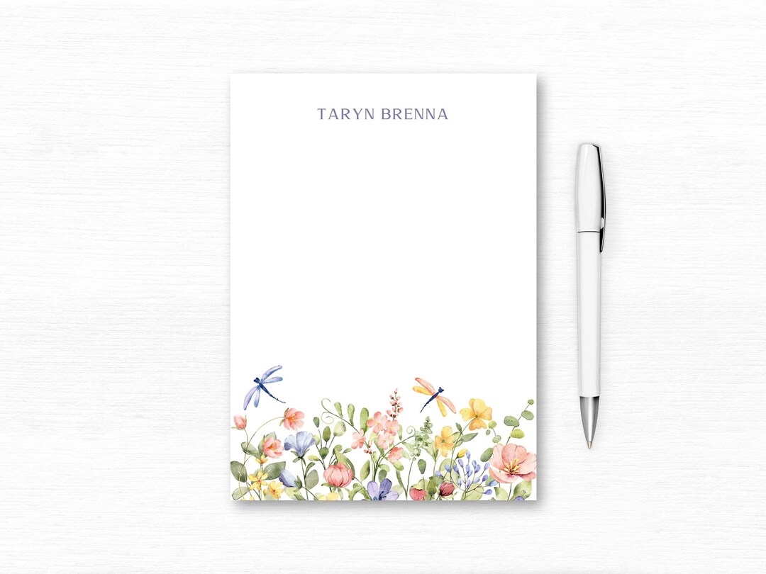 Personalized Watercolor Flowers Notepad - Custom Stationery - Etsy