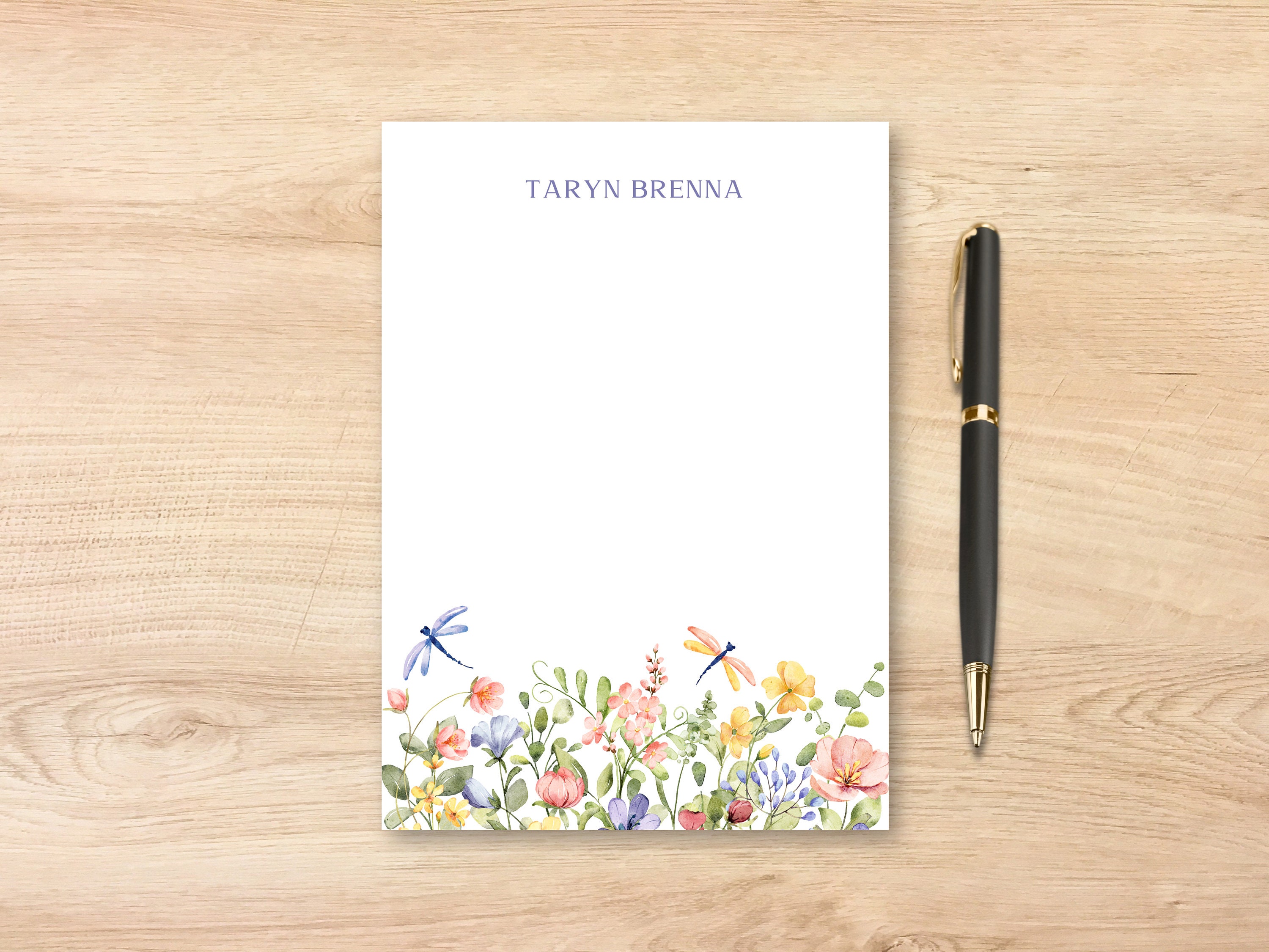 Personalized Watercolor Flowers Notepad - Custom Stationery - Etsy
