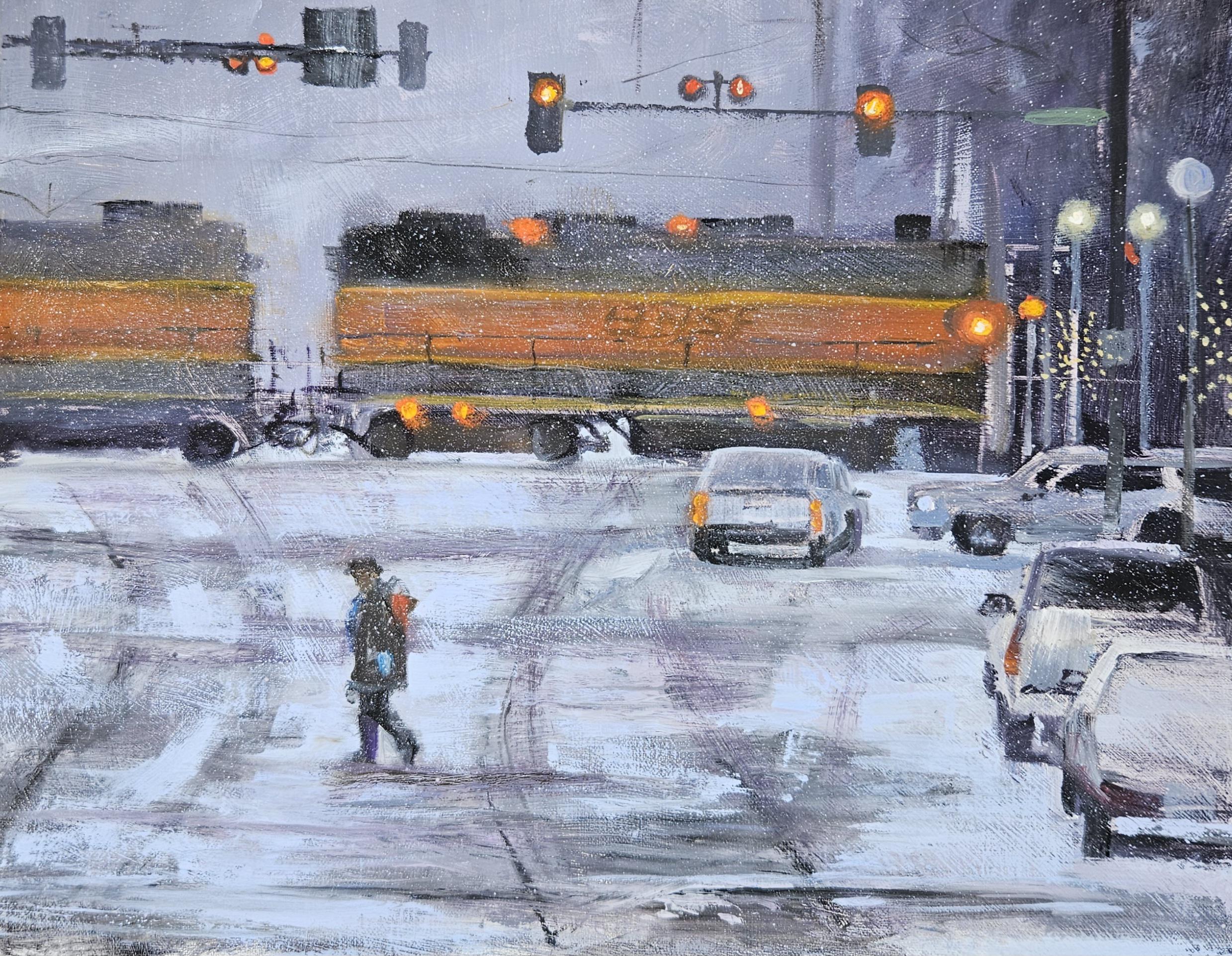 Polar Express- Urban Winter Landscape Nocturne Snow Scene, BNSF Train ...