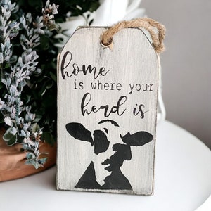 Rustic Wood Tag Wooden Cow Sign Wood Tiered Tray Sign Wood Tag Sign ...