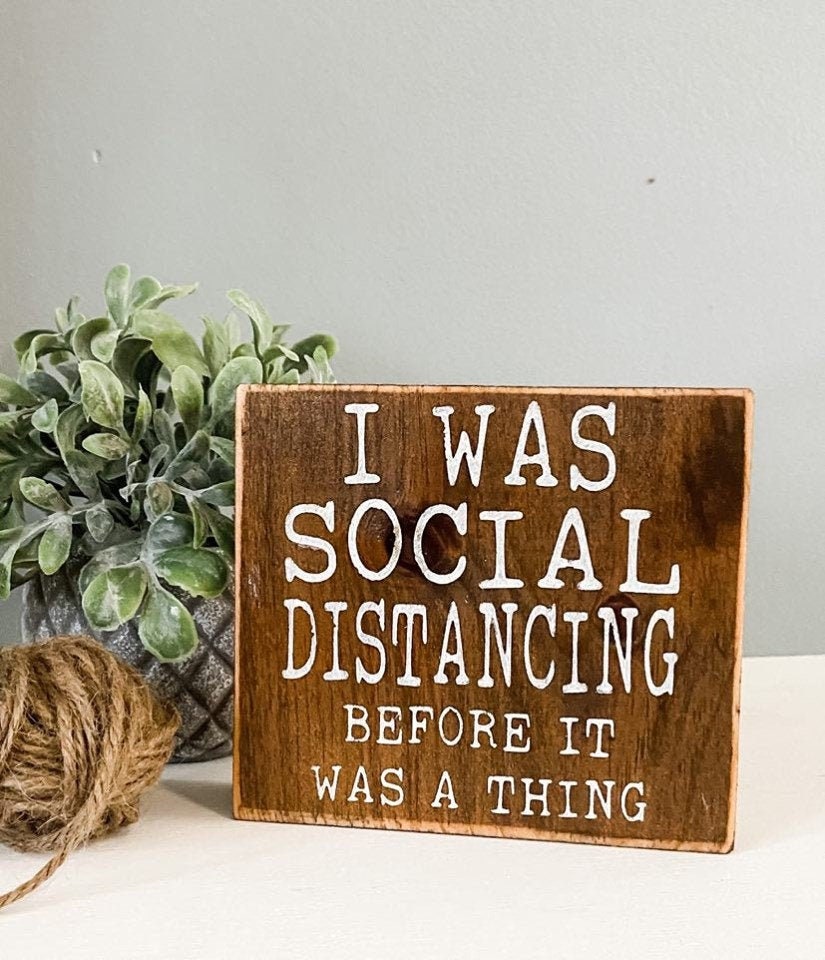 Funny Small Block Sign Social Distancing Gift Wooden Office - Etsy