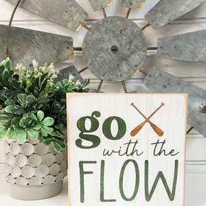 Go With the Flow Sign River Cabin Decor Small Block Sign Canoe - Etsy
