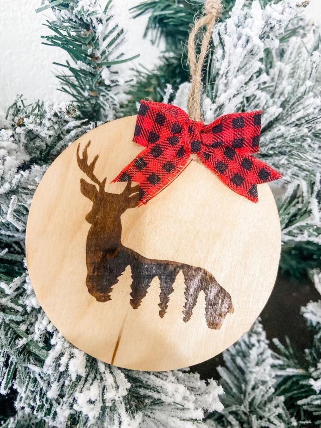 Wooden Deer Ornament Cabin Christmas Decor Buck Ornament - Etsy