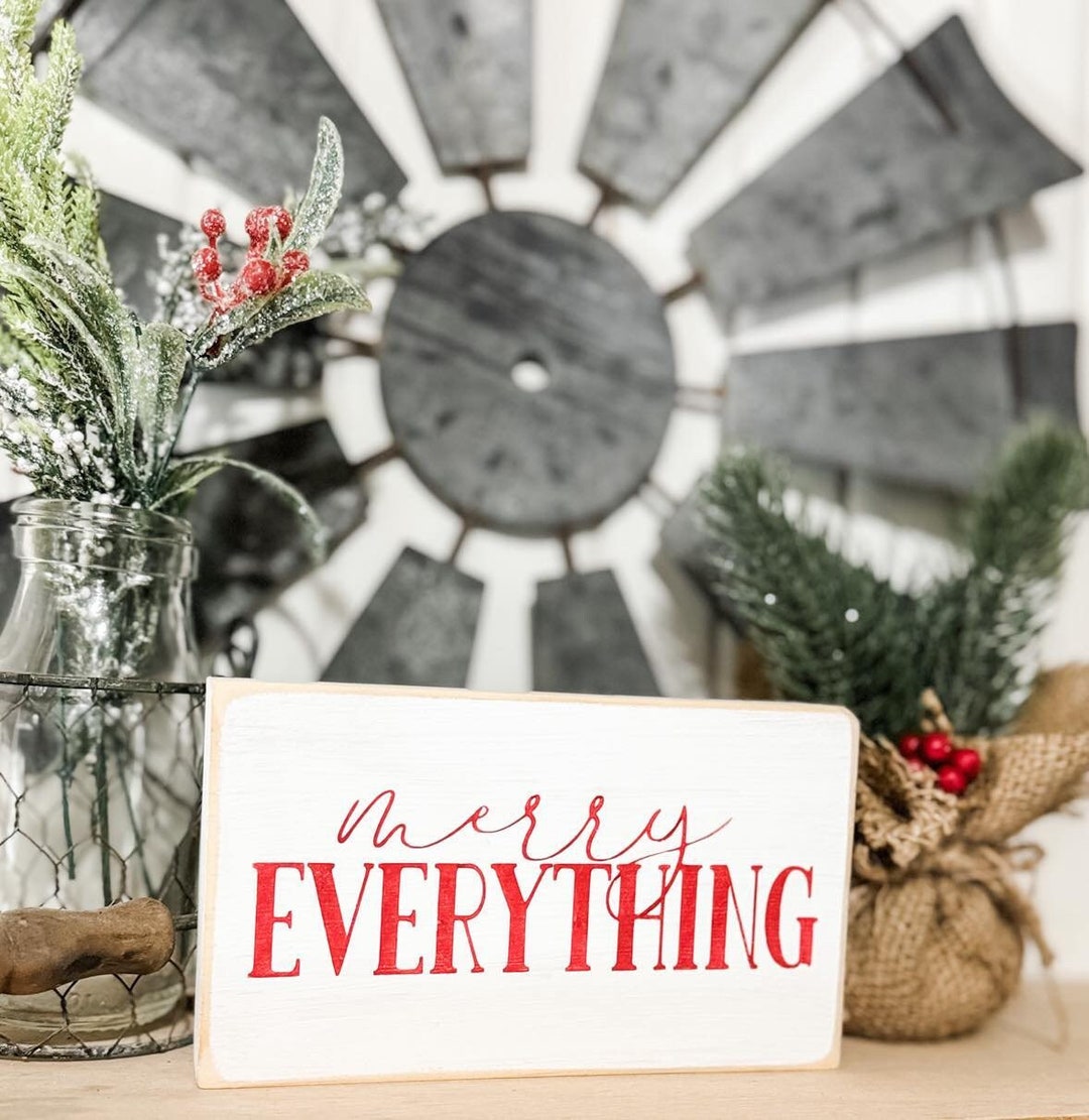 Merry Everything Christmas Mini Sign Desk Plaque Merry Christmas Wood ...