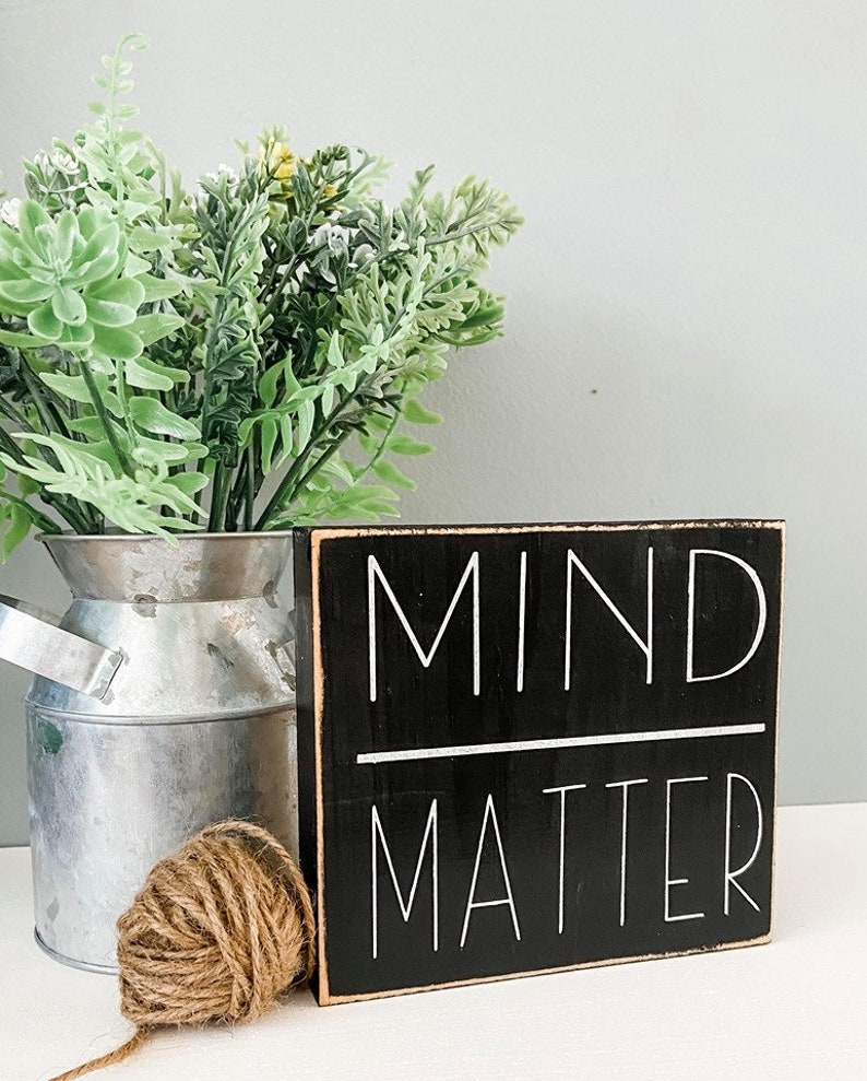 Small Motivational Signs Mind Over Matter Farmhouse Block Sign - Etsy
