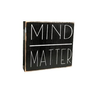 Small Motivational Signs Mind Over Matter Farmhouse Block Sign for ...