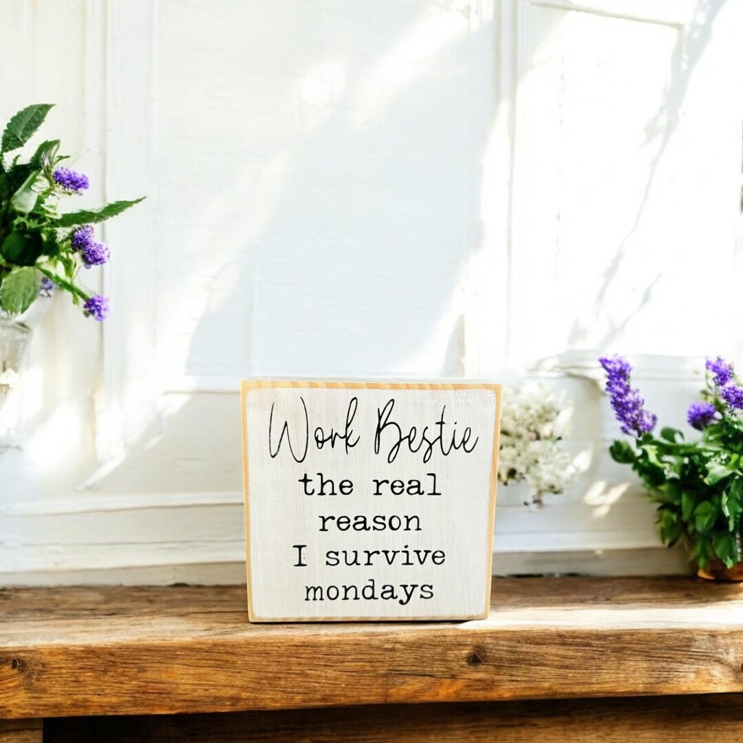 Mini Wood Sign With Saying for Work Bestie Cute Desk Decor for Cubicle ...