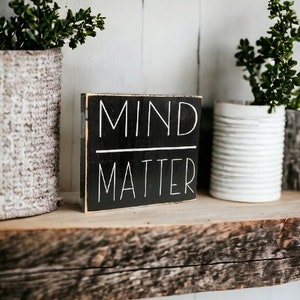 Small Motivational Signs Mind Over Matter Farmhouse Block Sign for ...