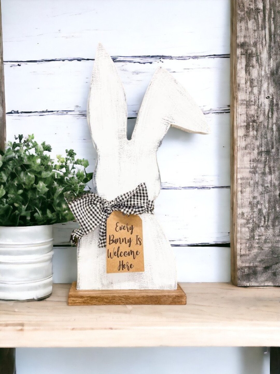Wooden Easter Bunny Outdoor Easter Sign Buffalo Plaid Farmhouse Easter ...