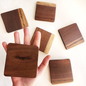 Square Wood Coasters Live Edge Coaster Set Gift for Nature Lovers - Etsy