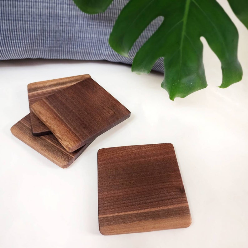 Square Wood Coasters Live Edge Coaster Set Gift for Nature - Etsy
