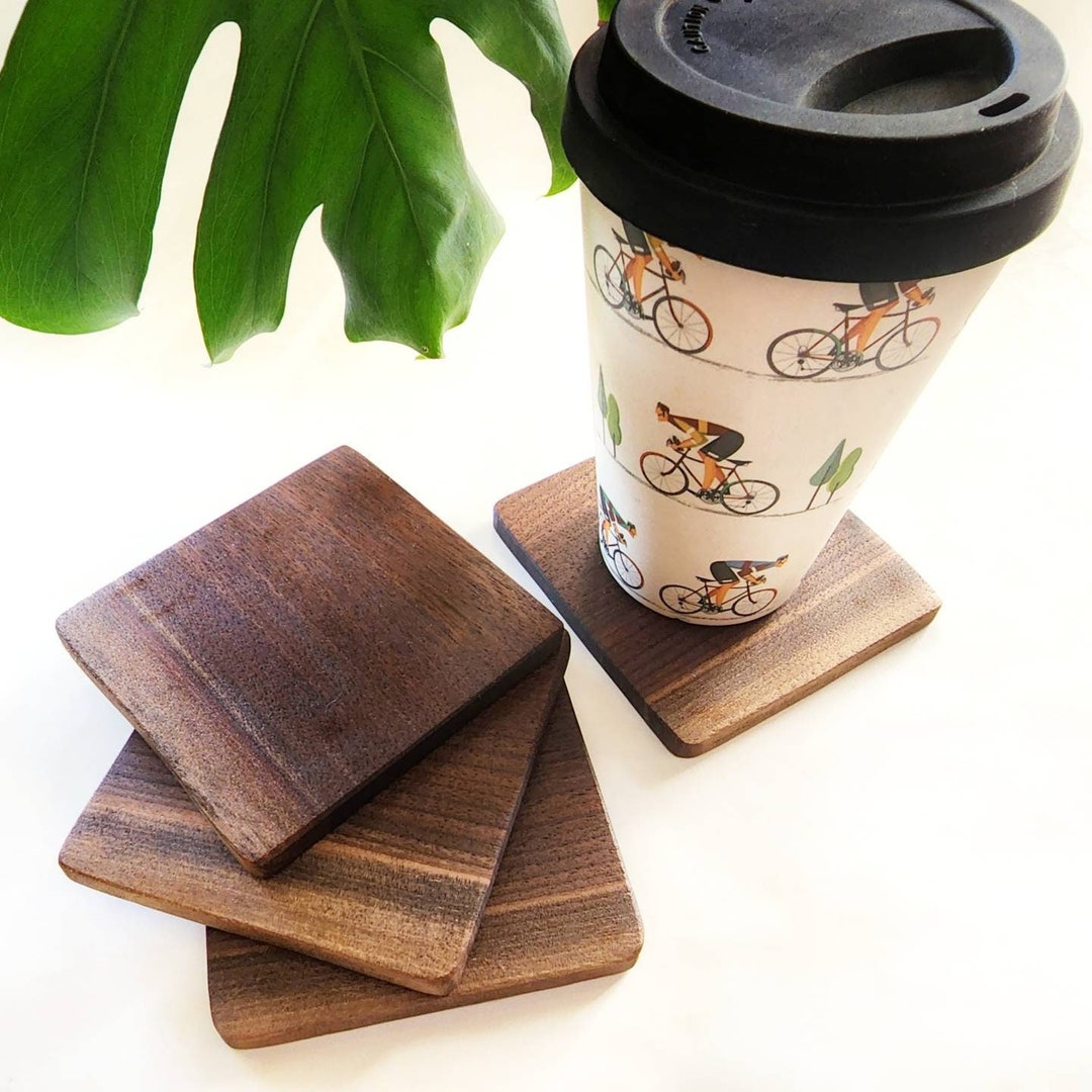 Square Wood Coasters Live Edge Coaster Set Gift for Nature Lovers - Etsy