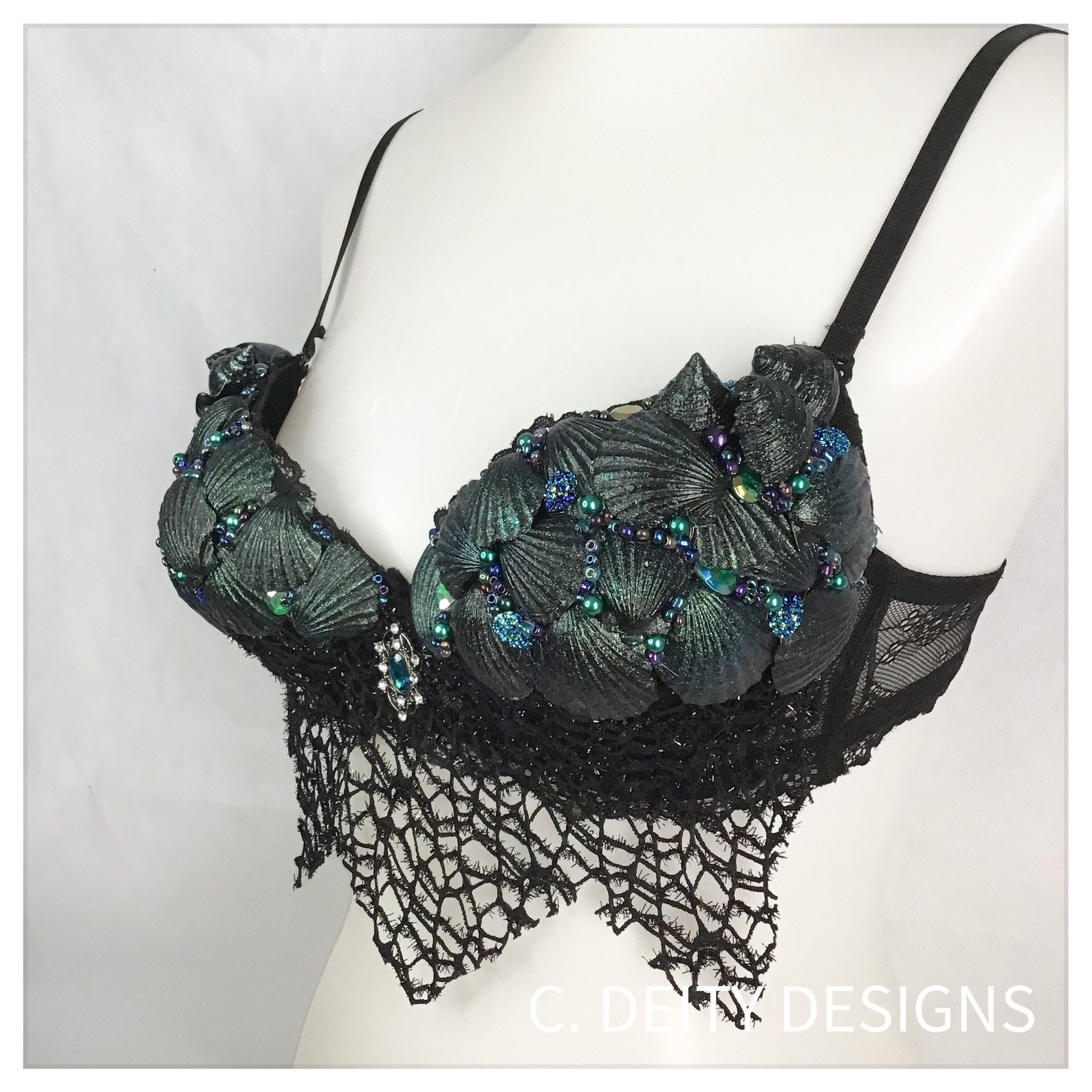 34B Black Mermaid Bra Rave Bra Festival Bra Premade 34B - Etsy