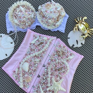 Mermaid Corset, Underbust Satin Corset, Mermaid Costume - PINK SHIMMER ...