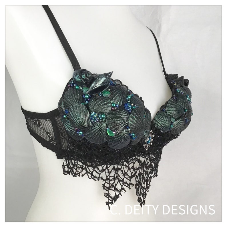 32B Black Mermaid Bra Rave Bra Festival Bra Premade 32B - Etsy
