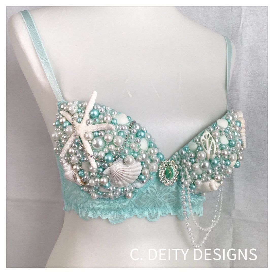 34C Mermaid Bra Rave Bra Festivalbra premade 34C ARIEL Seashell Bra ...