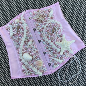 Mermaid Corset, Underbust Satin Corset, Mermaid Costume - PINK SHIMMER ...