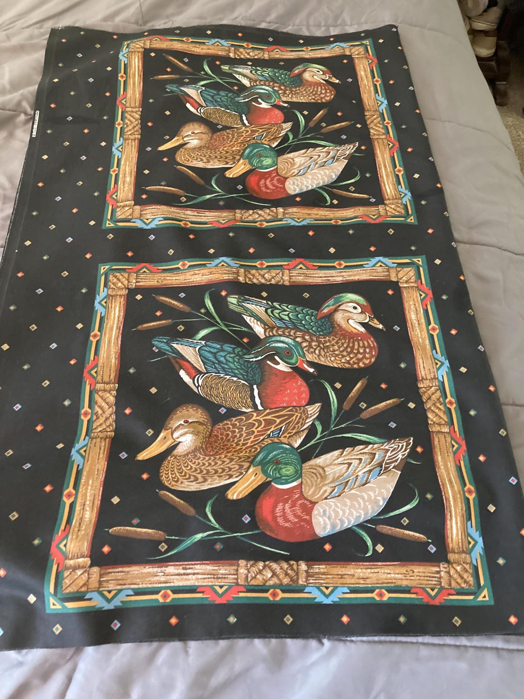 Fabric Pillow Panels - Black Background With Ducks - Etsy