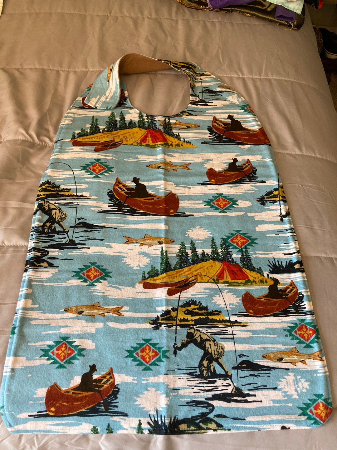 Handmade Fishing Adult Flannel Bib/apron - Etsy