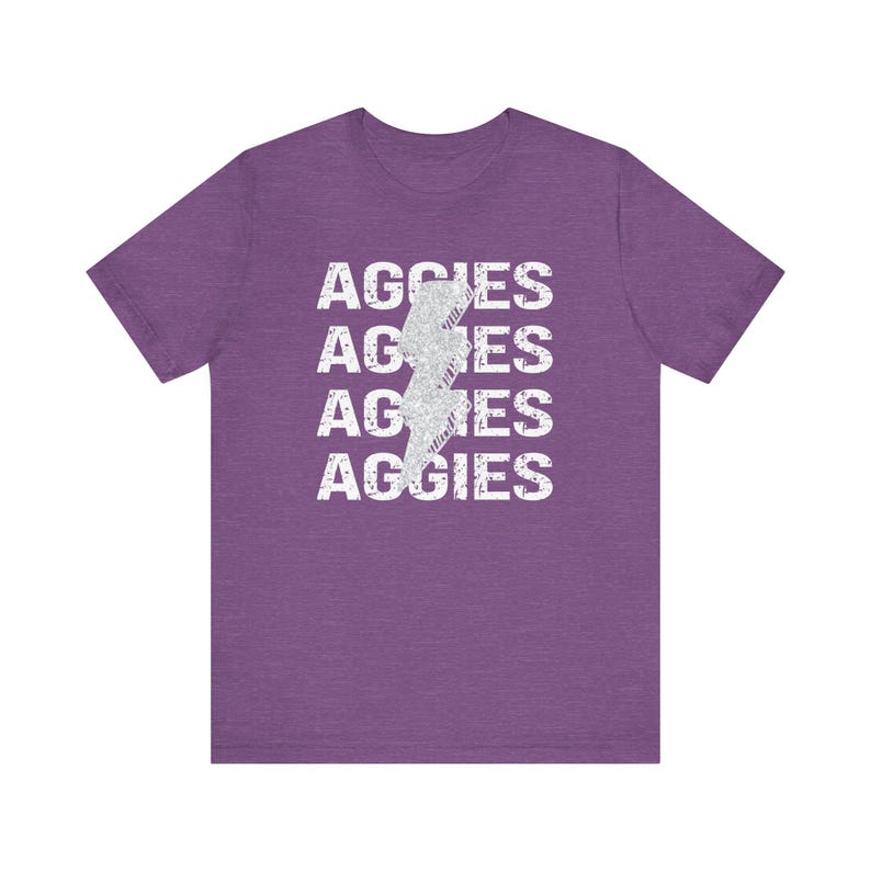 Aggie With GLITTER Silver Bolt on Adult T-shirt - Etsy