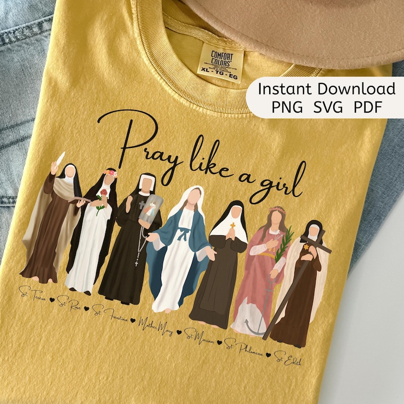 Cute Praying Girls Art - Etsy