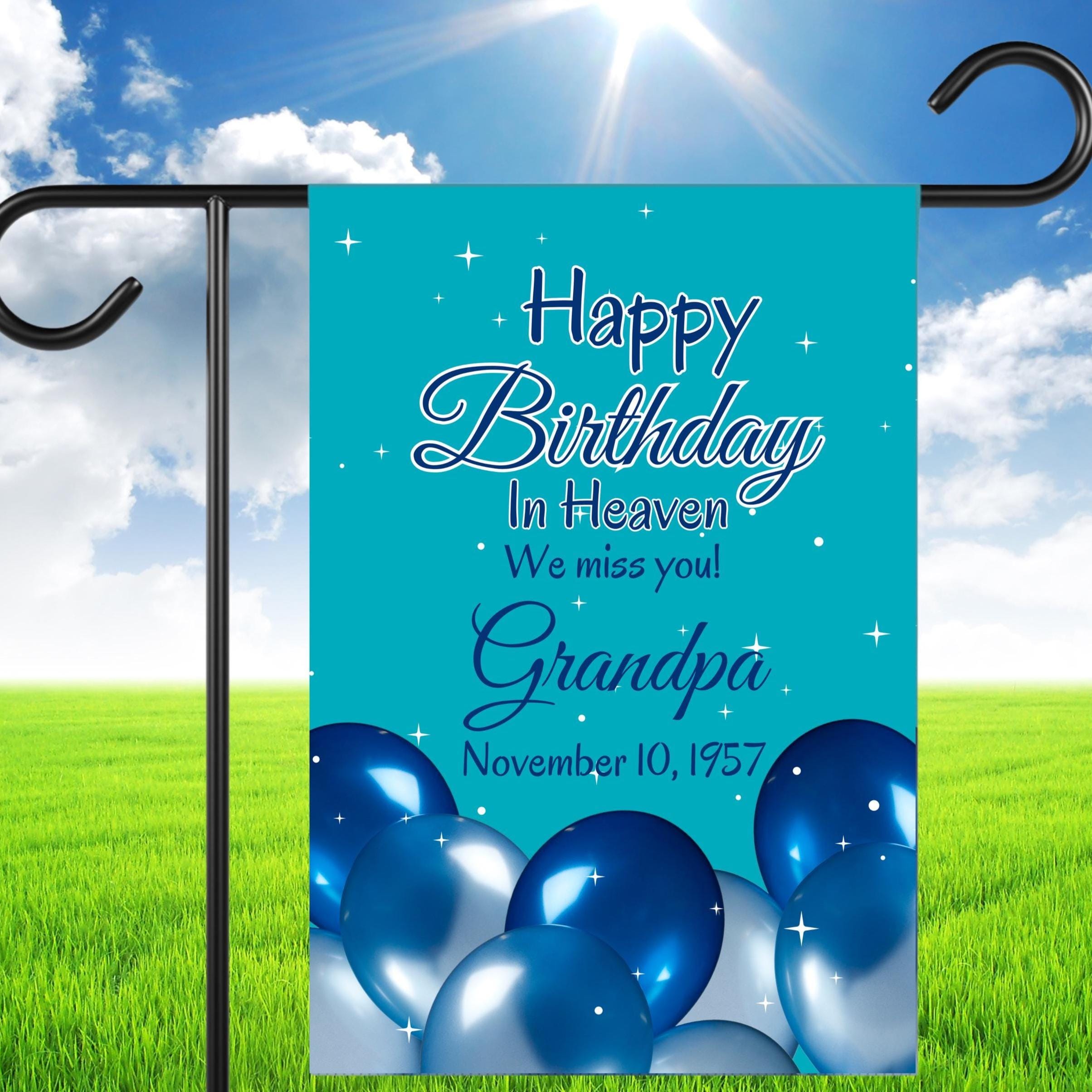 Custom Heavenly Birthday Memorial Flag Memorial Garden Flag Happy ...