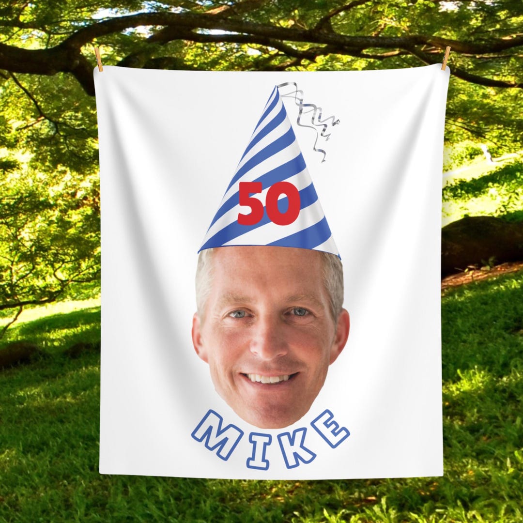 Personalized Birthday Banner Big Face Cutout, Fun Big Head 50th ...