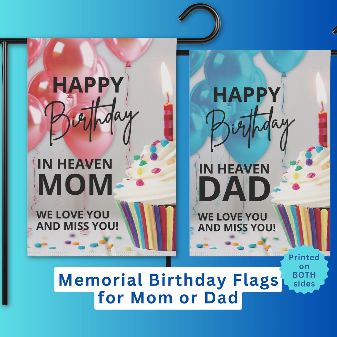 Heavenly Birthday Memorial Flag Memorial Garden Flag Happy Birthday in ...