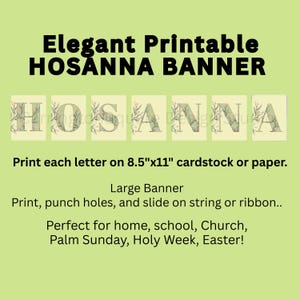HOSANNA PRINTABLE Banner, Palm Sunday Sign Holy Week Banner, Easter ...