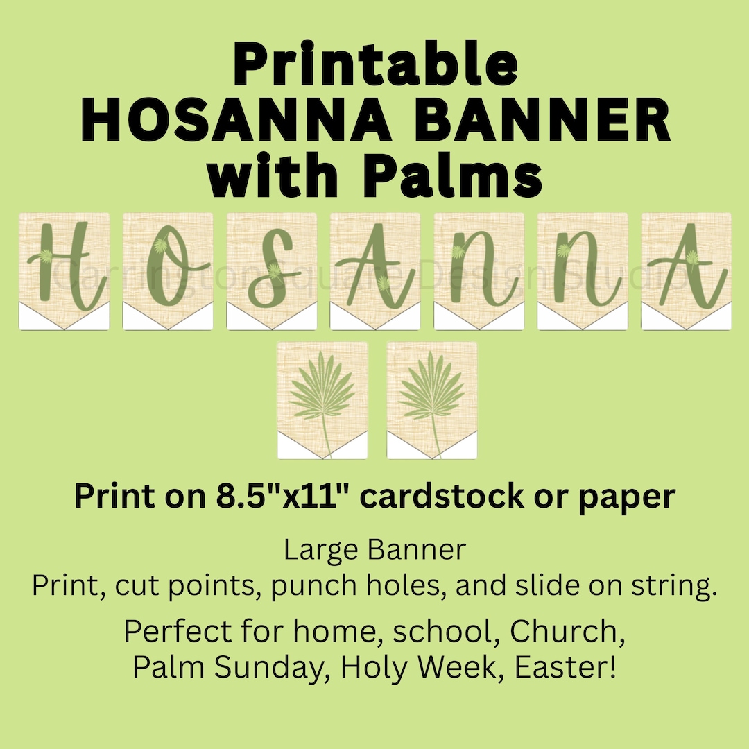 HOSANNA Banner PRINTABLE, Palm Sunday Sign Holy Week Banner, Easter ...