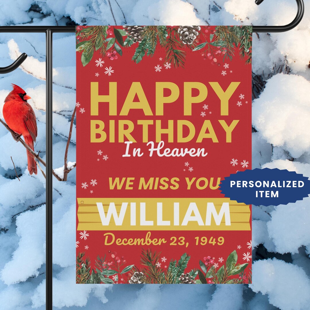 Custom Heavenly Birthday Memorial Flag, Happy Birthday in Heaven ...
