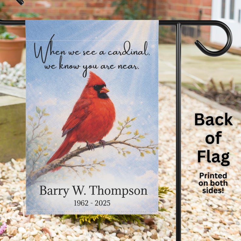 Personalized Winter Cardinal Memorial Flag, Remembrance Garden Flag, in ...
