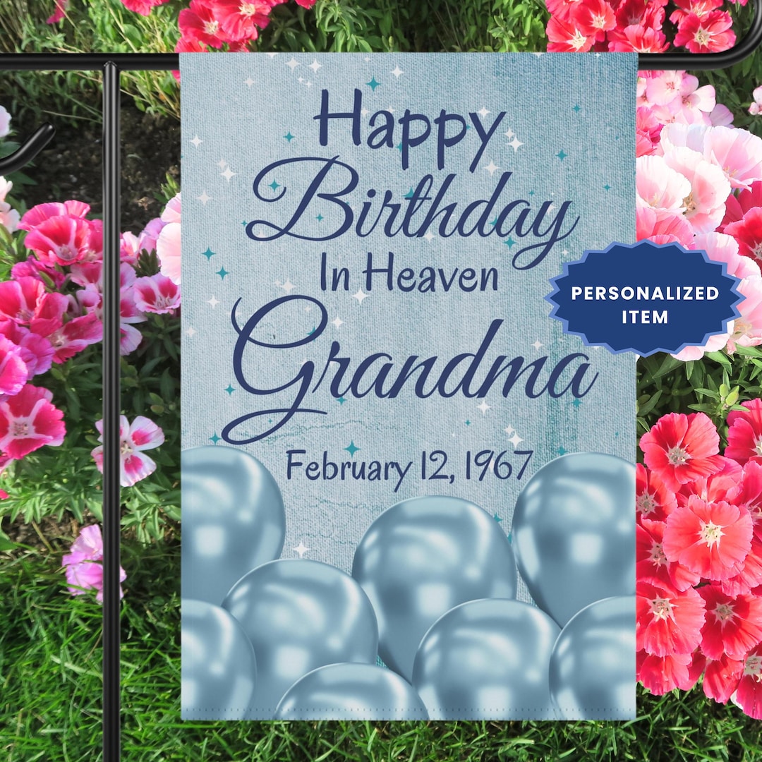 Custom Heavenly Birthday Memorial Flag Happy Birthday in Heaven ...